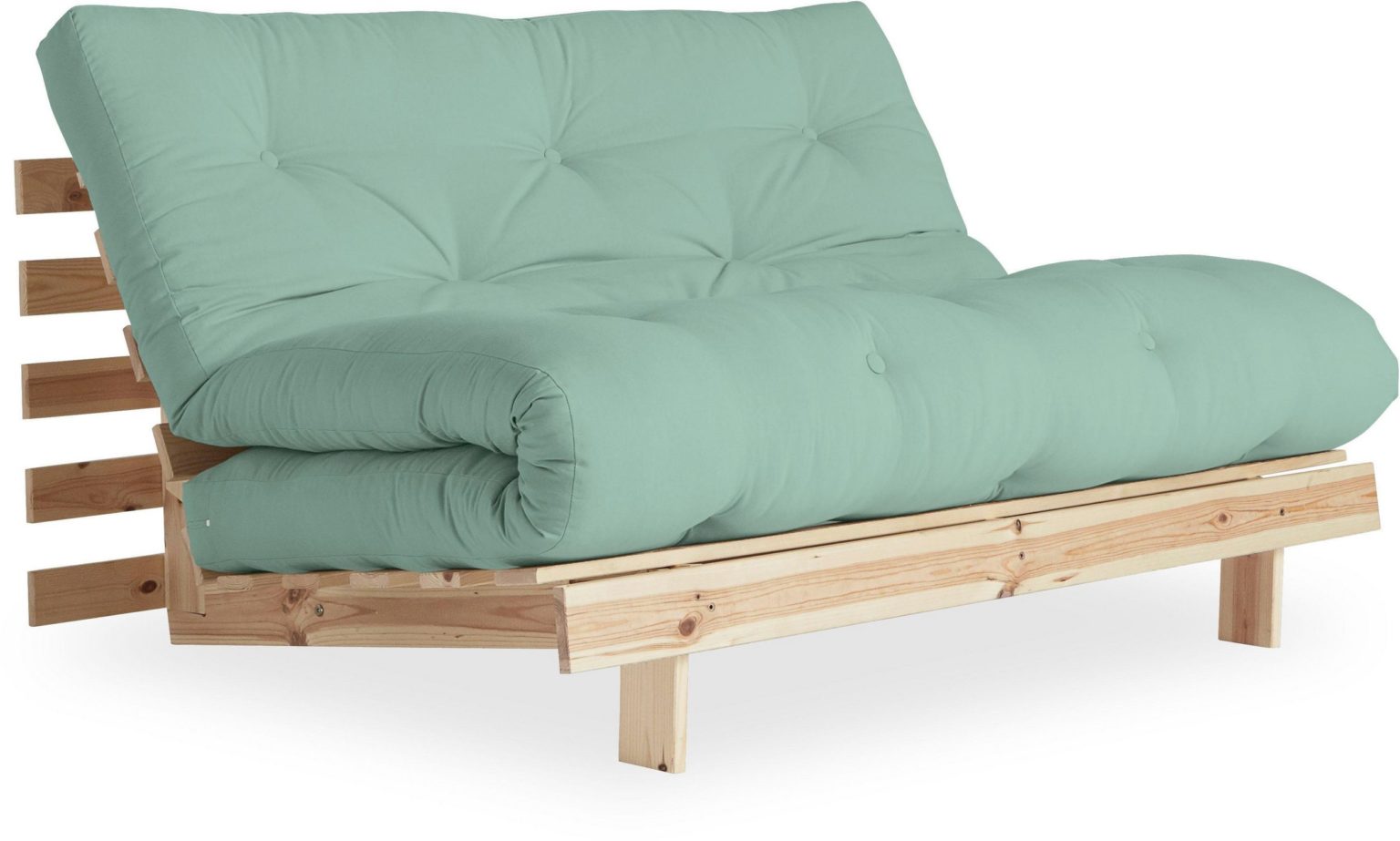 Nowoczesna kanapa z materacem futon 140 cm, miętowa - Moders
